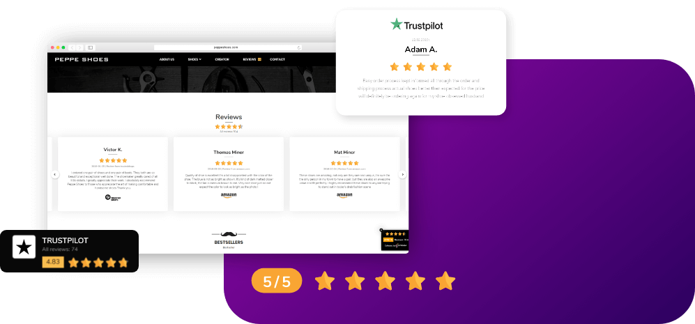 Embed Trustpilot Reviews Widget on Website - JustReview.co